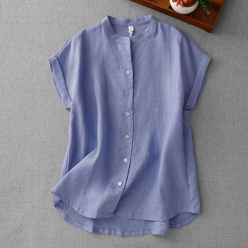 シャツ レディース リネン 麻 フレンチスリーブ ノースリーブ ブラウス ゆったり トップス 肌触り 涼しい 清涼感・图案: 纯色・面料名称: 麻・主面料成分: 亚麻・流行元素: 其他・工艺: 其他・颜色: 灰ピンク, 藍色, 白・尺码: ...