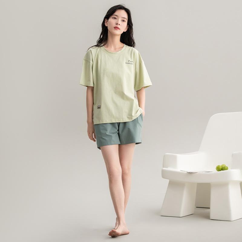 パジャマ レディース 女性用 春夏 綿100％ 半袖 かわいい 部屋着 ルームウェア 寝巻き 上下セット 薄手 ゆったり おしゃれ 外着可能 抗菌・カテゴリ: セットアップ・素材: 綿100%・スタイル: プルオーバー・ネックライン: ラウ...