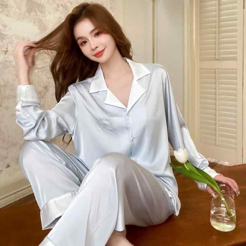 パジャマ レディース 春夏 長袖 接触冷感 上下セット 部屋着 ルームウェア 高級感 再生繊維 リラックス ウェア