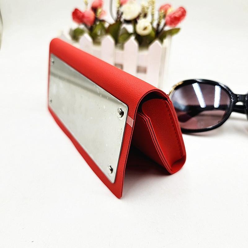 メガネケース レディース サングラス 収納 鞄 小さい鏡付き レザー風 ソフトケース おしゃれ かわいい