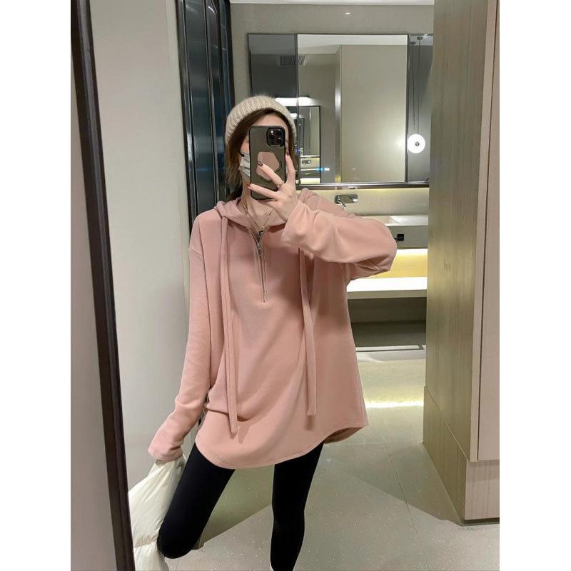 Tシャツ レディース 冬 暖か 裏起毛 ゆったり かわいい 長袖 トップス カットソー インナー あったか プルオーバー ルームウェア 部屋着 秋冬・主な素材: 涤纶（聚酯纤维）・袖丈: 長袖・版型: 宽松・领型: 连帽・流行元素: 纯色・...