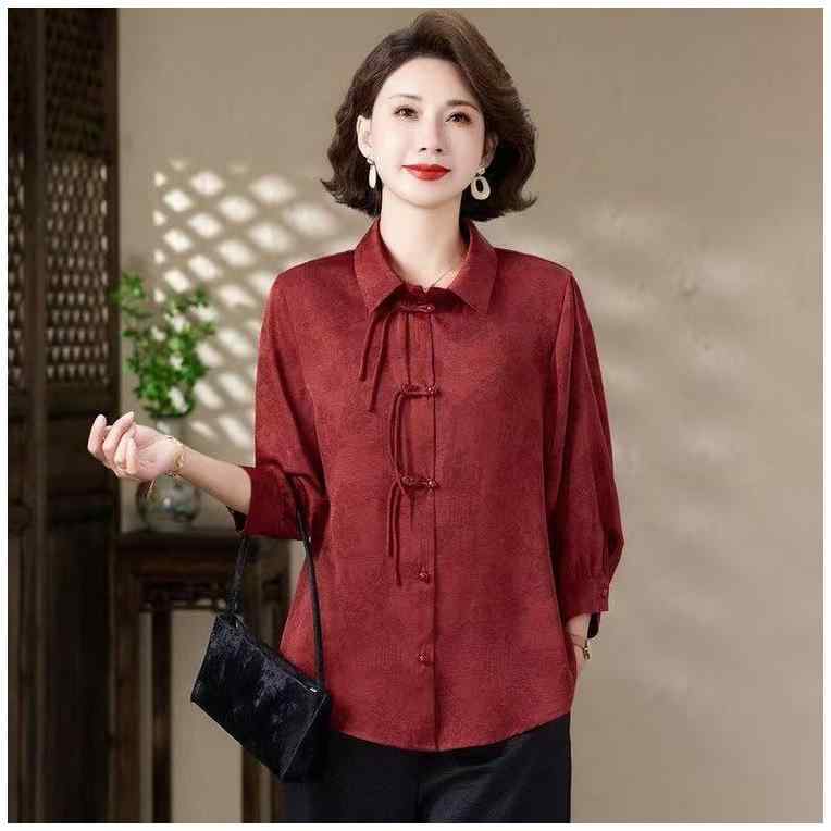 シャツ レディース 春物 7分袖 トップス ミセス 春服 婦人服 上着 おしゃれ着 切り替え 母の日 ギフト