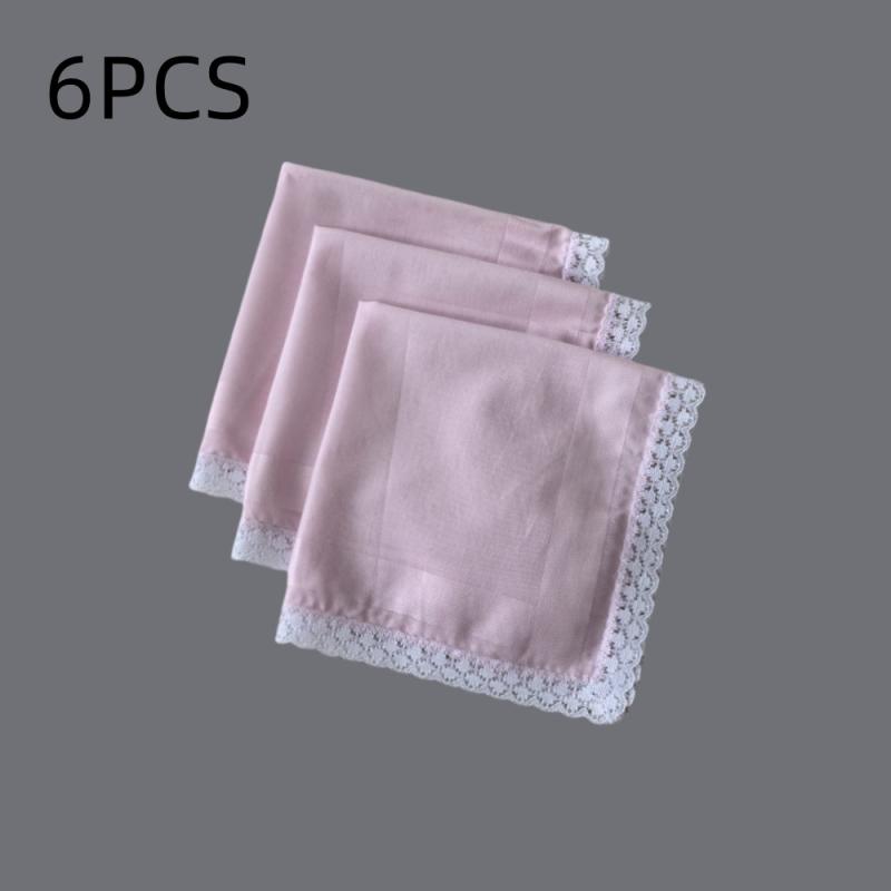 ハンカチ レディース レース 花柄 コットン 薄手 結婚式 パーティー 柔らかい 6枚セット