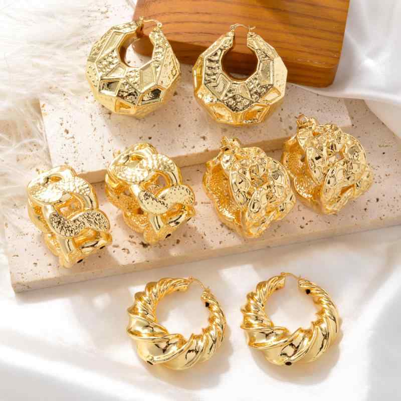 ピアス レディース 18K 金 電気メッキ加工 ゴールド 不規則 花柄 異形 イヤーアクセサリー