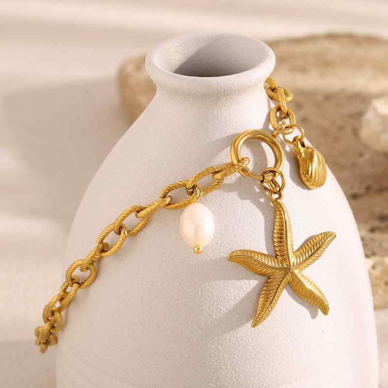 2アンクレット レディース 海星 パール ステンレス 電気メッキ加工 18K かわいい おしゃれ アクセサリー サマー 普段使い・素材: ステンレス・種類: 脚链・スタイル: 女式・造型: 几何型・色: ゴールド・製品カテゴリ: 脚饰