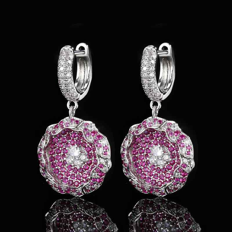 イヤリング レディース 秋冬 レッド ルビー ジルコニア ドロップ 揺れる 大ぶり 18KGP 電気メッキ加工 対応 百搭 デイリー パーティー お呼ばれ かわいい