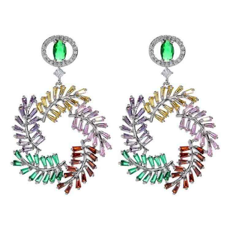 2イヤリング レディース ガールズ ウェディング パーティー 女性用 カラフル ジルコニア スクエア 四角形 タッセル 流れる 揺れる おしゃれ かわいい 電気メッキ加工 通販 アクセサリー