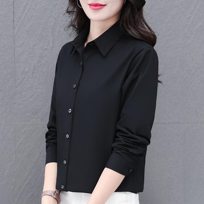 2シャツ レディース 長袖 春秋 職業着 作業着 綿 纯色 トップス オフィス カジュアル