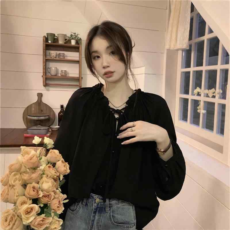 シャツ レディース 春物 薄手 長袖 シフォン ランタンスリーブ ブラウス デザイン おしゃれ きれいめ 細見え フレンチ 上品・主な素材: 氨纶・袖丈: 長袖・着丈: 普通(50cm超～65cm以下)・ネックライン: -・袖のタイプ: ラ...