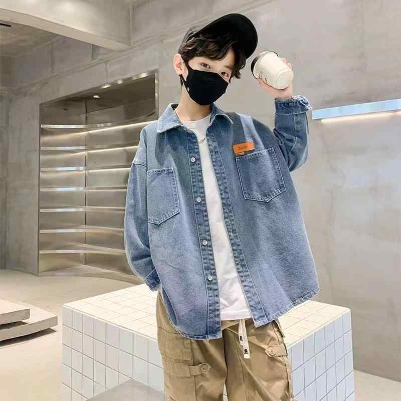 シャツ キッズ デニム 春秋 長袖 アウター カジュアル トップス 子供服 男の子 おしゃれ