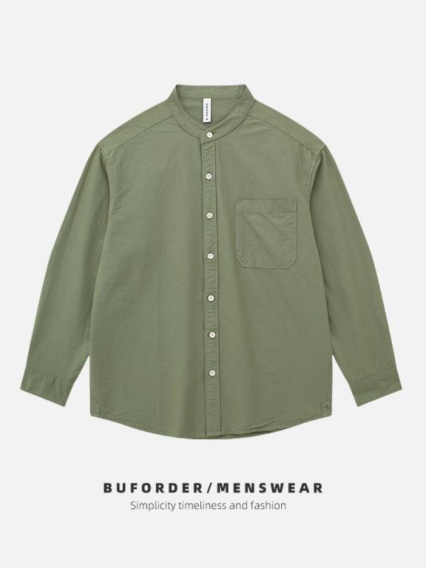 2シャツ メンズ 男性用 長袖シャツ コットン ラウンドネック スリム 部屋着 普段使い カジュアル リラックス トップス 春秋