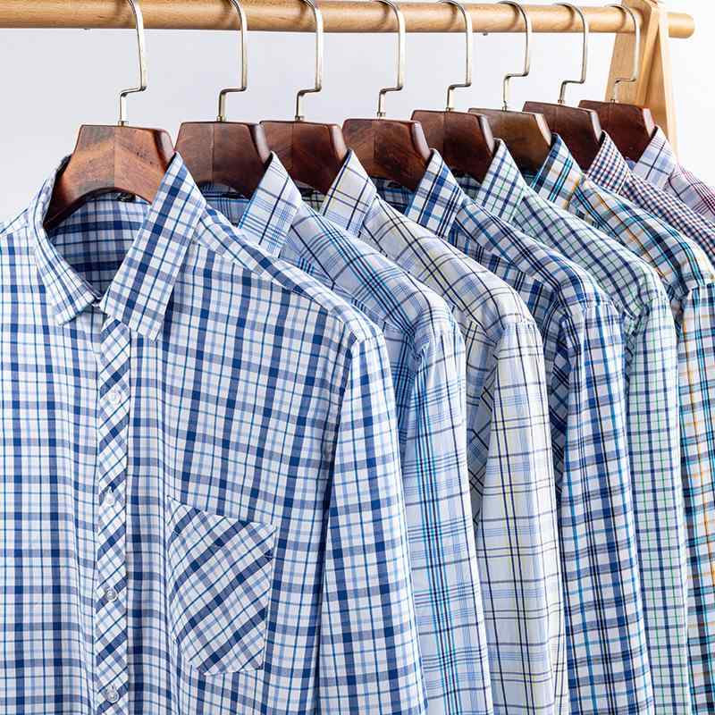 シャツ メンズ 男性用 綿 格子柄 長袖 春秋 薄手 コットン トップス 普段使い 百搭
