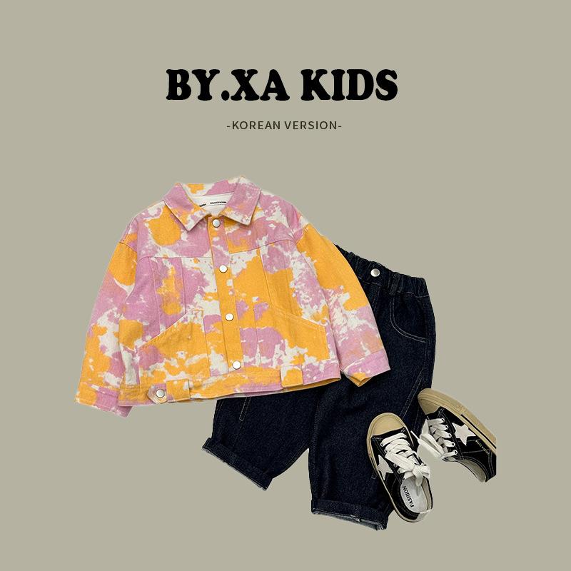 子供服 ジャケット 個性的な 染め風 トップス カジュアル デニムシャツ 男の子 ボーイズ・性別: 男女兼用・対象年齢: 中小キッズ(3～8歳.100～140cm)・ネックライン: 襟付き・スタイル: 韓国・柄: -・・フード: なし・要素...