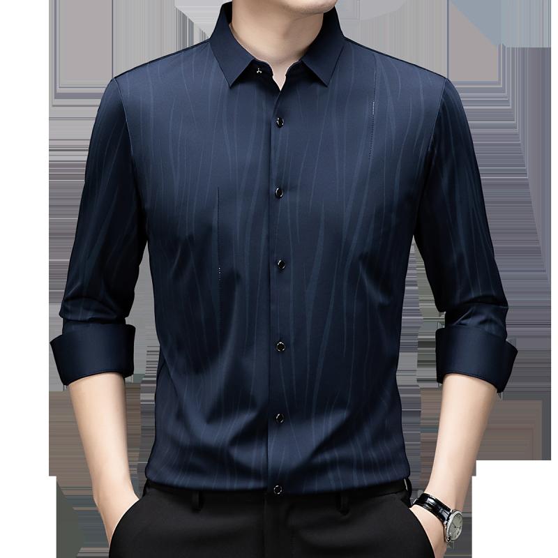 シャツ メンズ 男性用 裏起毛 厚手 保温 トップス ビジネス カジュアル 普段使い 秋冬・素材: 真丝・スタイル: ビジネス通勤・款式: カーディガン・版型: ゆったり・襟型: 襟付き・袖丈: 長袖・柄: 縦縞・厚さ: 裏起毛・主な生地成...
