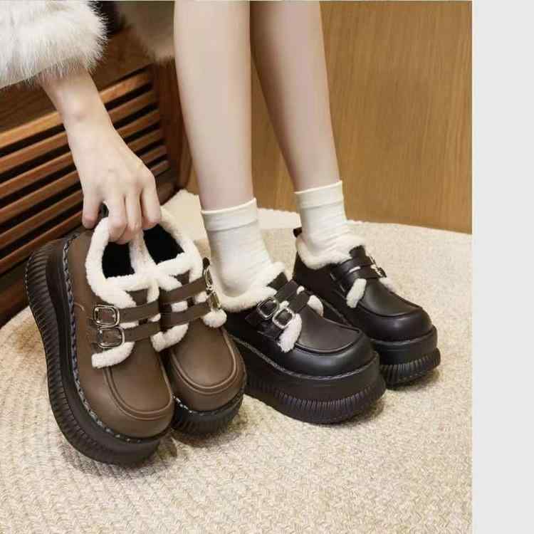 2靴 レディース 秋冬 レースアップ レザーシューズ 厚底 ローファー 黒 ブラック 疲れにくい 痛くなりにくい 歩きやすい 滑り止め付き 普段使い 旅行・カラー: 棕色,黒・サイズ: 35,36,37,38,39,40・流行要素: 防水台...