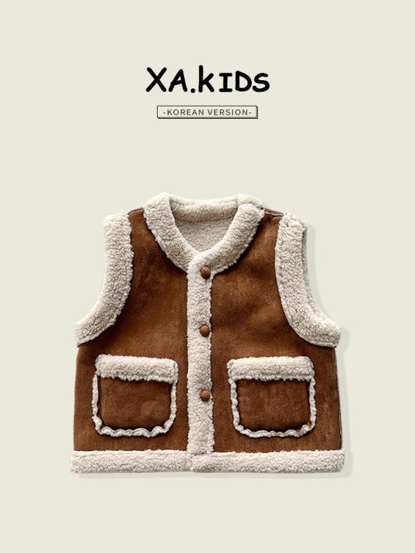 子供服 ベスト キッズ 男女兼用 両面着用 羊羔绒 ボア フリース 切り替え 秋冬・スタイル: 韩版・適合年齢: 中小童(3~8歳.100~140cm)・適合季節: 冬・面料工芸: 柔らか処理・款式: 開衫・柄: -・厚さ: 加厚・帽子有無...