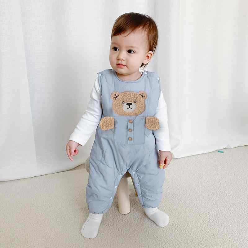 ベビー服 中綿入りベスト 秋冬 男女兼用 クマ柄 キルティング あったか チョッキ 袖なし 防寒着 かわいい 赤ちゃん 男の子 女の子