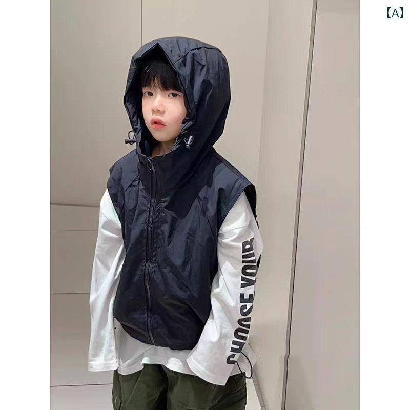 ベスト キッズ 子供 春秋 服 アウター 女の子 黒 トップス 2025 工装風
