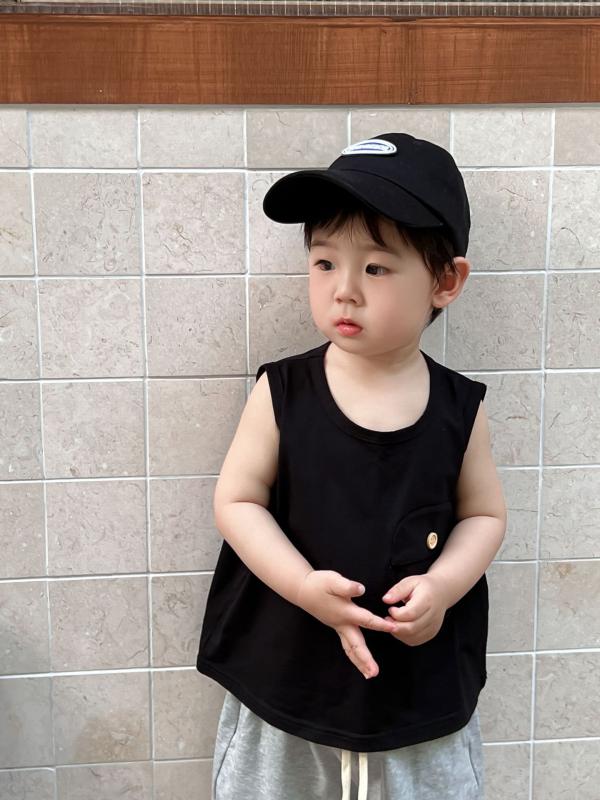 Tシャツ キッズ 男の子 ノースリーブ 大ポケット アメリカン プリント 子供用 ベビー服 Aクラス 精梳綿 接触冷感 部屋着 普段使い