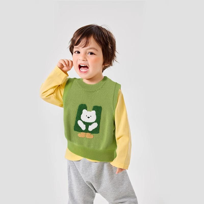 子供服 ベスト 春物 男の子 女の子 ニット チョッキ かわいい 普段使い・スタイル: カジュアル・対象年齢: 1～3歳 (80～100cm)・季節: 春.秋・柄: カートン・・フード: なし・主な生地の組成: 綿・レベル: A類・カラー:...