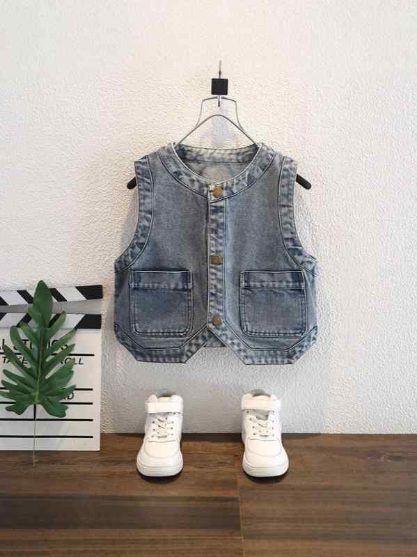 キッズ 子供用 デニムベスト 春秋 韓国 おしゃれ かっこいい アウター ベスト 秋服 ベビー服