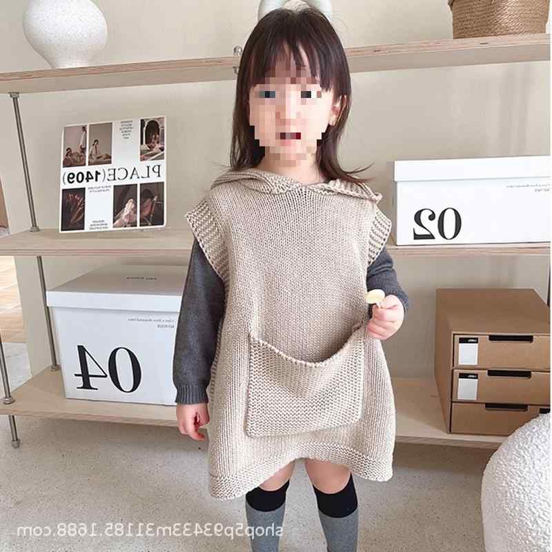 子供服 ニット帽付きベスト 韓国 春秋 中長丈 男の子 女の子 おしゃれ