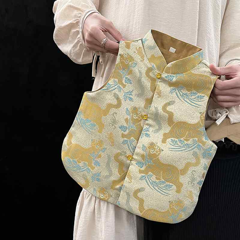 ベスト キッズ 子供 新中式 馬甲 男の子 女の子 国風 豪華感 刺繍 薄手 春秋