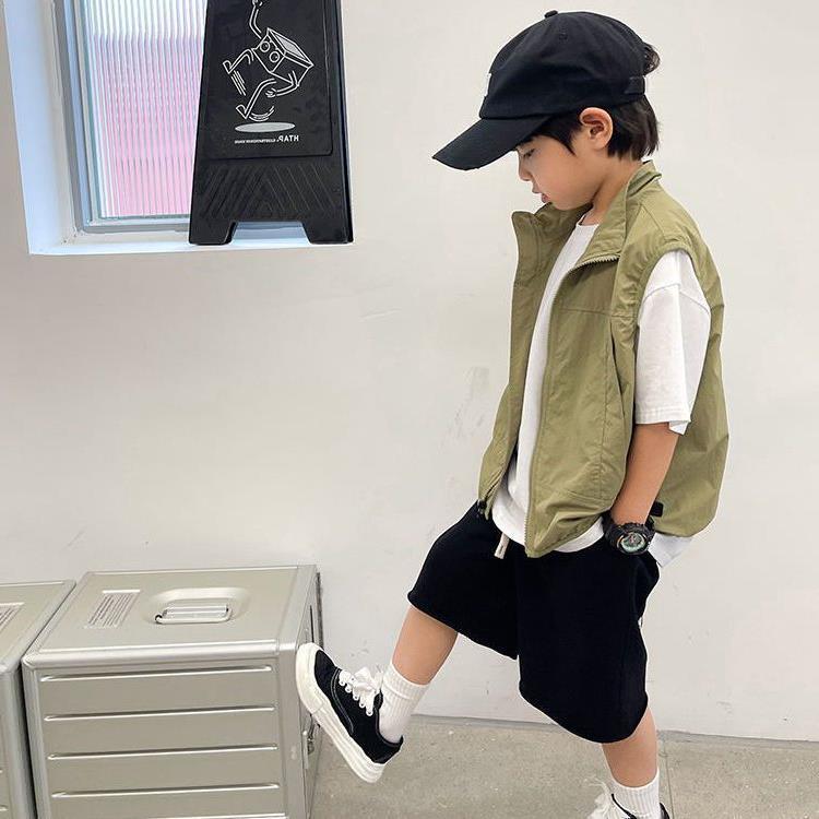 ベスト キッズ 男の子 夏 薄手 ノースリーブ トップス 中学生 高校生 ボーイズ ゆったり 重ね着 カジュアル