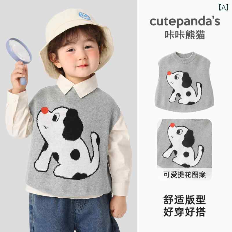 ベビー服 ニットベスト 春秋 子供 部屋着 赤ちゃん ベスト 秋 男の子 キッズ チョッキ アウター 子供服・スタイル: カジュアル・対象年齢: 婴幼童(1~3歳，80~100cm)・デザイン: プルオーバー・柄: カートン・・フード: な...