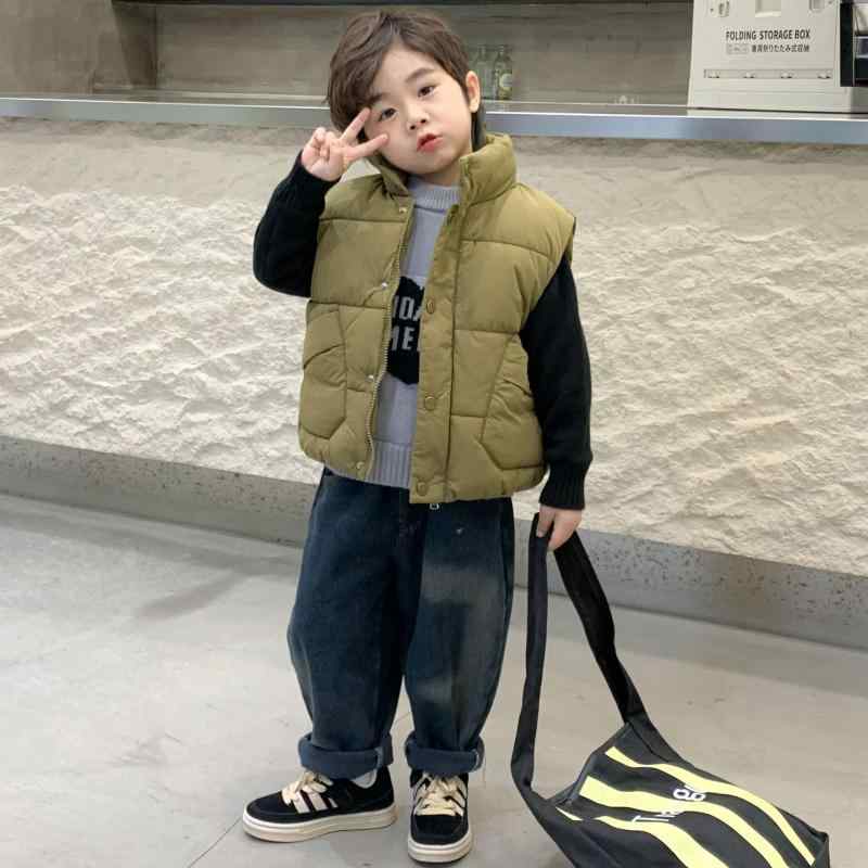ベスト キッズ 子供 秋冬 手詰め綿 あったか カジュアル アウター 男の子 女の子 防寒 普段使い