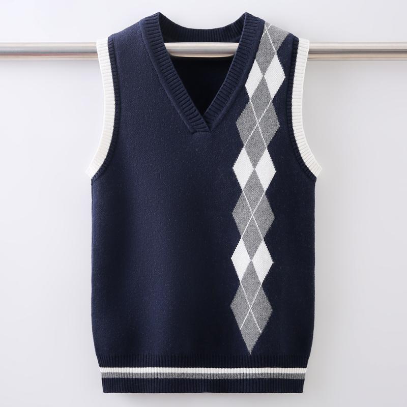 ベスト キッズ 男の子 ニット セーター 中大童 春秋 学生服 制服 ノースリーブ チョッキ・適用性別: 男・スタイル: 韓国版・適合年齢: 中・高学年(8歳以上.140cm以上)・適合季節: 春秋, 冬, 春, 秋・生地加工: 柔らか加工...
