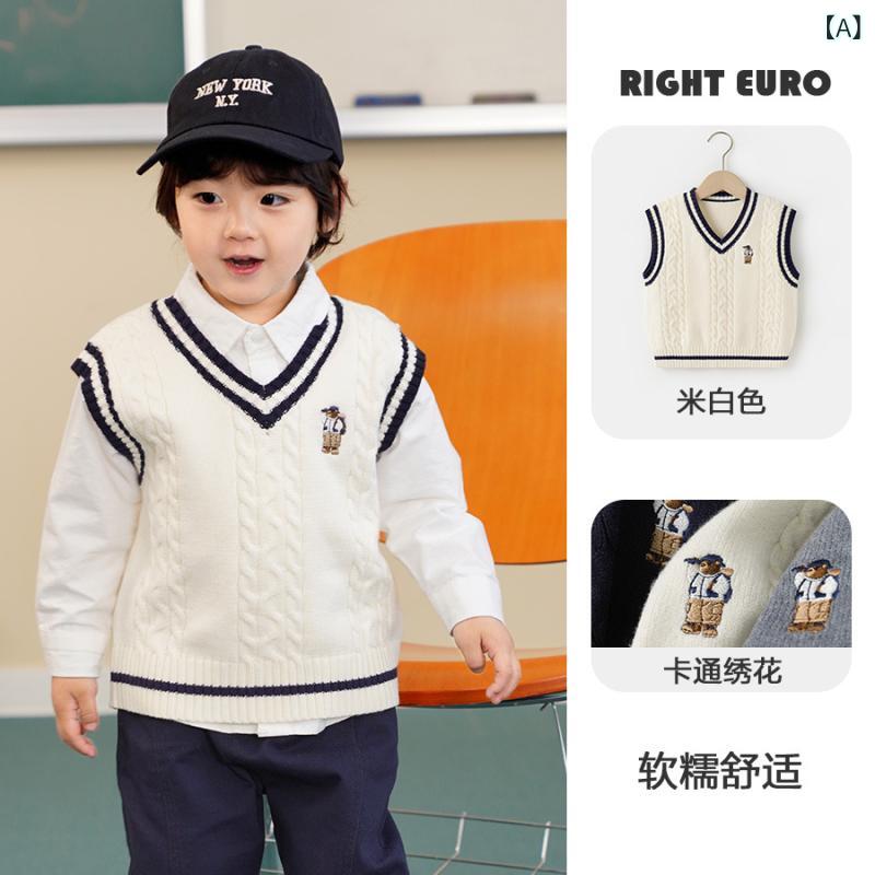 ニット キッズ 男の子 子供 ニットベスト スクール風 秋 春秋物 学院風 ベビー 小学生 チョッキ・スタイル: 学院・適用性別: 男の子・対象年齢: 中小の子供(3~8歳.100~140cm)・季節: 春.秋・タイプ: プルオーバー・柄:...