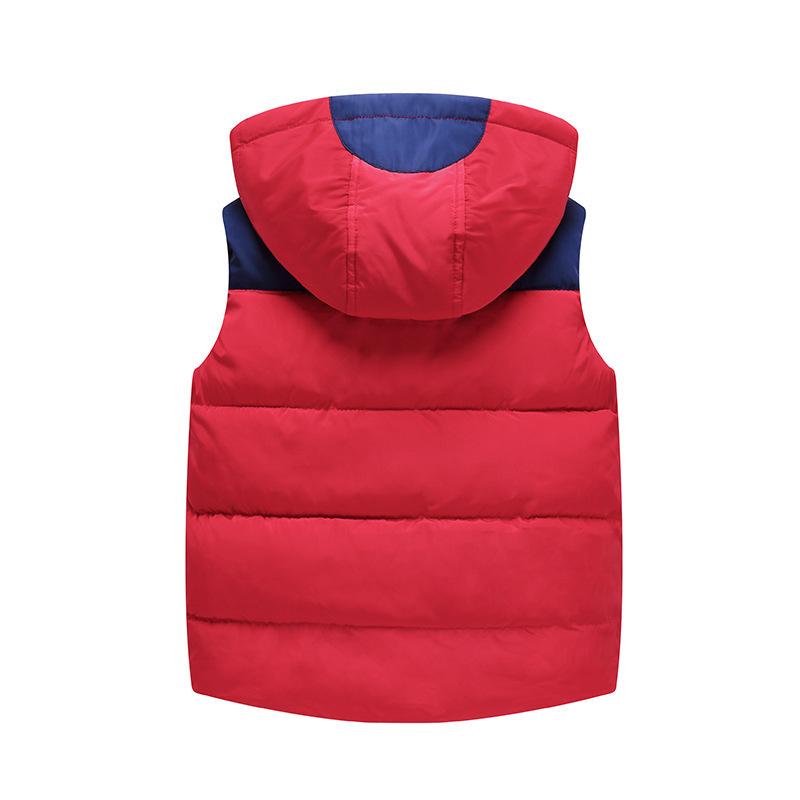 ダウンベスト キッズ 男の子 厚手 防寒 牛角ボタン 切り替え ボーイズ チョッキ