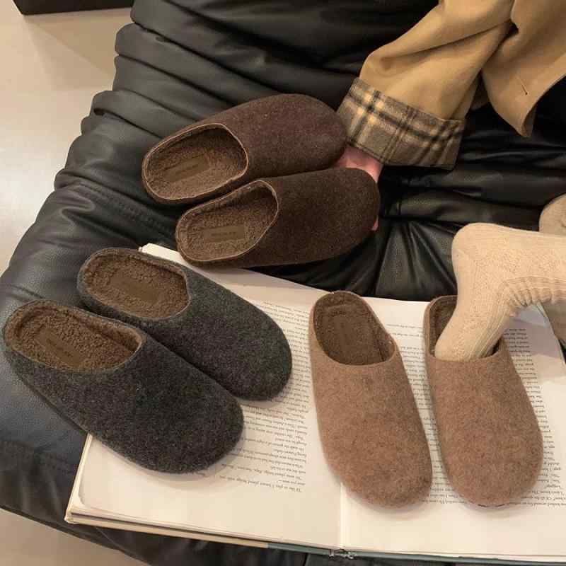 サンダル レディース 秋冬 ボア付き 厚底 防寒 あったか 外履き ファー ボア スリッパ かわいい ふわふわ もこもこ ルームシューズ 室内履き 普段使い・カラー: カーキ, グレー, 咖色・サイズ: 35, 36, 37, 38, 39...