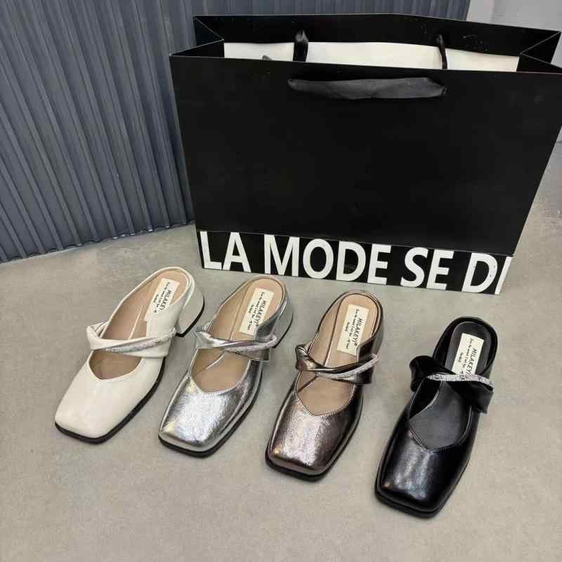 サンダル レディース ミュール チャンキーヒール スリッパ つっかけ オープントゥ 痛くなりにくい 歩きやすい かわいい フェミニン 普段使い