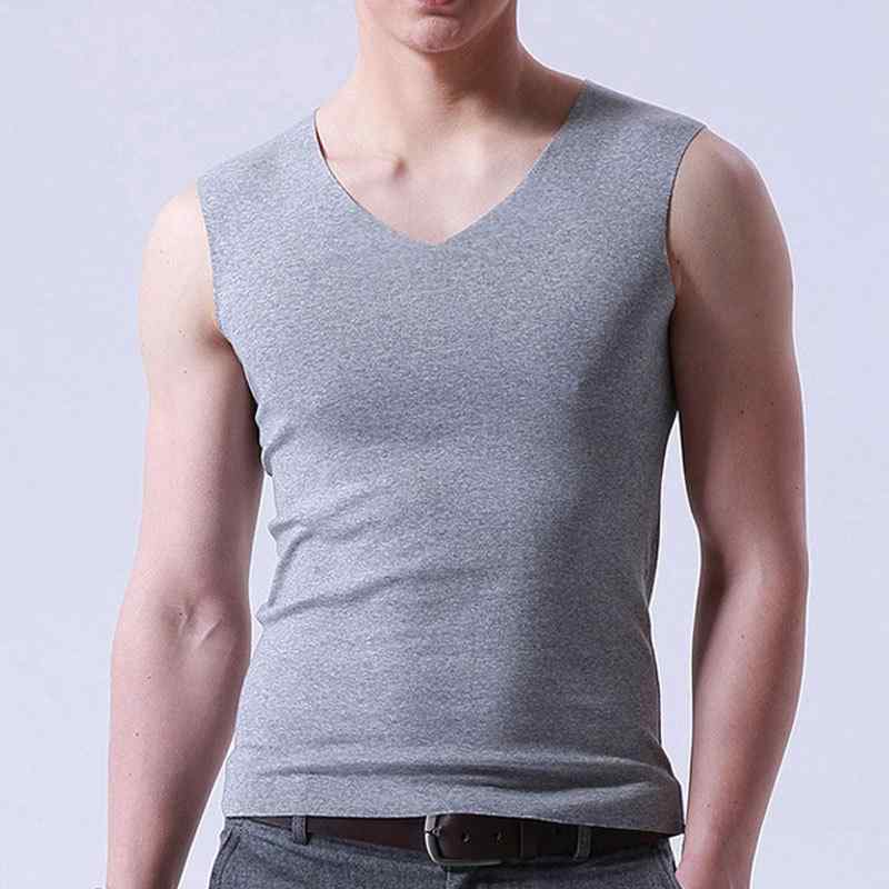 Tシャツ 男性用 モダール Vネック ワイドショルダー ノースリーブ インナーシャツ 吸湿速乾 接触冷感 通気性