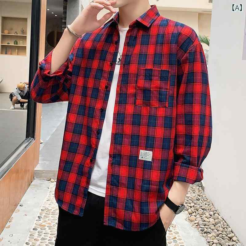 シャツ メンズ 男性用 長袖シャツ ネルシャツ タータンチェック柄 襟付きシャツ ゆったり カジュアル アウター