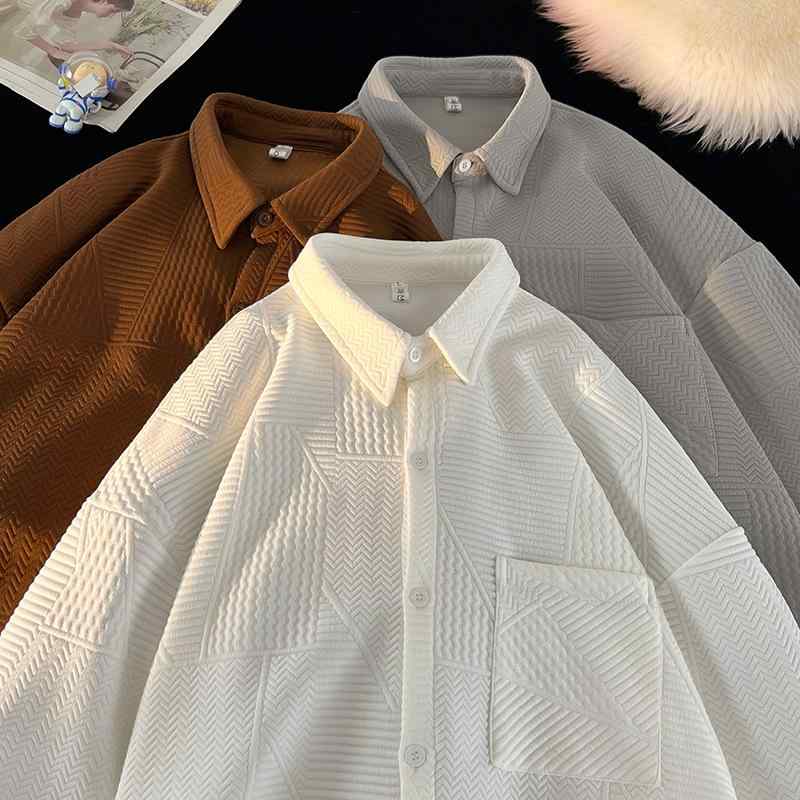 シャツ メンズ 男性用 トップス コーデュロイシャツ 長袖シャツ Vネック ビッグシルエット レトロ アメリカンデザイン 普段使い カジュアル・素材: 灯芯绒・スタイル: 学院・タイプ: カーディガン・フィット: ゆったり・襟のタイプ: ス...