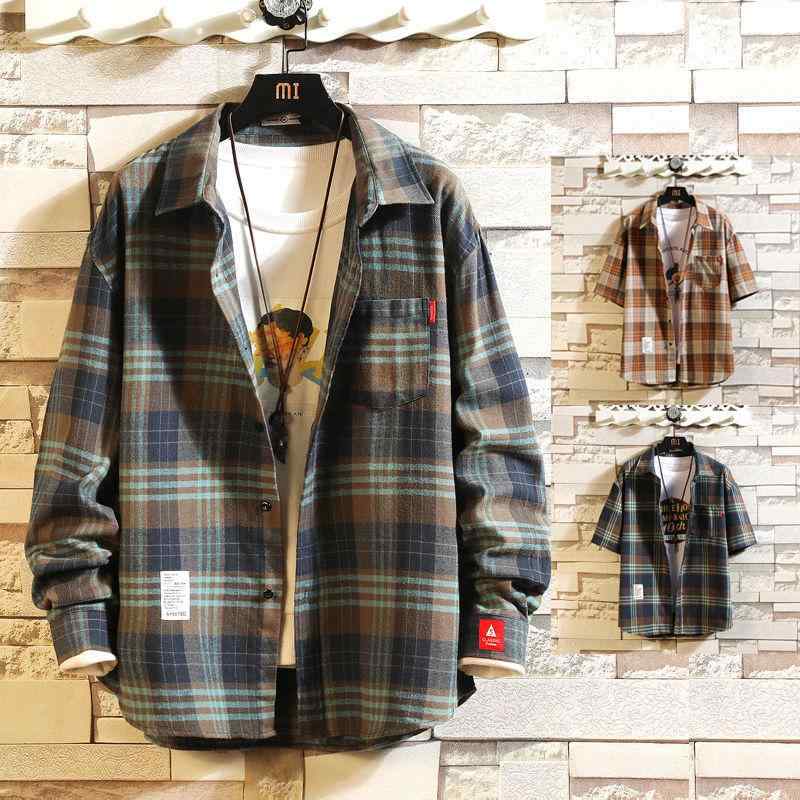 シャツ メンズ 男性用 長袖シャツ 大きいサイズ ゆったり 格子柄 ネルシャツ カジュアル 韓国 トップス 秋冬・素材: 綿・スタイル: 日系・タイプ: 開衫・フィット: スリム・襟の形: 尖襟・袖丈: 長袖.半袖・柄: 格子・・ディテール...