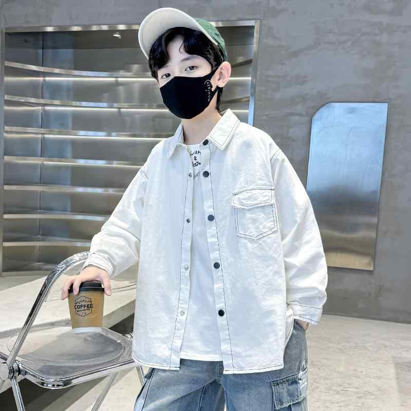 シャツ キッズ 男の子 春秋 長袖 無地 アウター おしゃれ カジュアル 中学生 高校生 秋 普段着・適用性別: 男・対象年齢: 中・高学年(8歳以上.140cm以上)・実写画像: モデルあり・スタイル: カジュアル・襟のタイプ: 襟付き・...