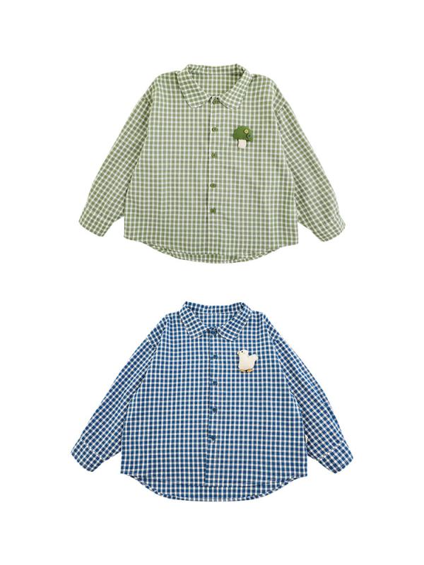 シャツ キッズ 男の子 子供服 長袖 襟付き 文芸 チェック柄 カジュアル 普段使い 百搭