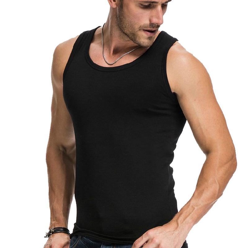 タンクトップ メンズ 男性用 綿 伸縮性 細リブ 黒 白 スポーツ インナー 部屋着 アウトドア
