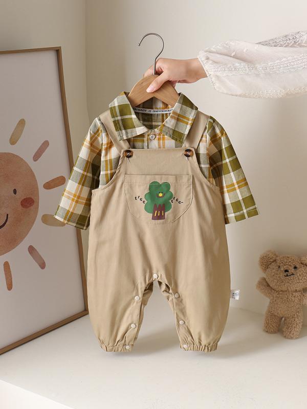 ベビー服 男の子 Aクラス シャツ サロペット 上下セット 格子柄 コットン 赤ちゃん 幼児 子供服 おしゃれ かわいい・面料名称: 棉类混纺・无骨工艺: 是・适合季节: 春秋・袖长: 長袖・是否连帽: 不连帽・AQL抽检标准: 2.5・平...