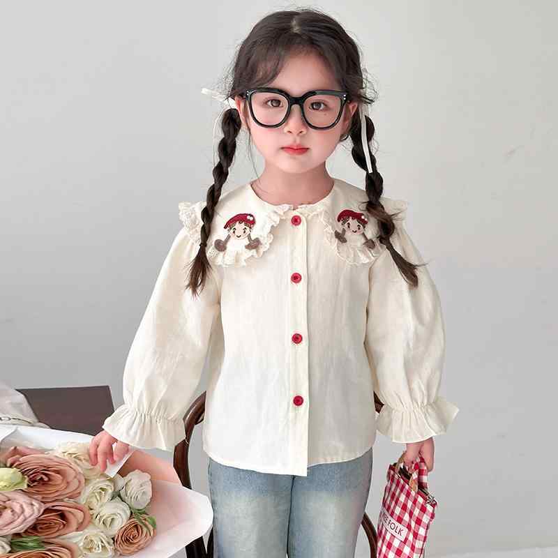 シャツ キッズ 春秋 韓国 かわいい ガーリー カジュアル シャツ 女の子 ベビー 甘め 清楚 トップス