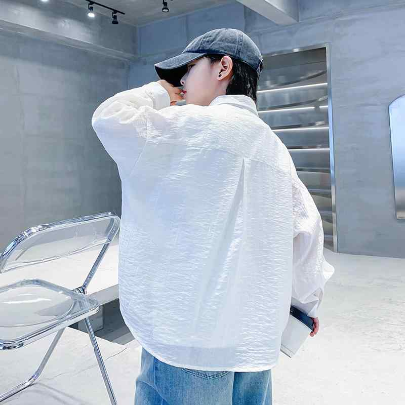 シャツ キッズ 男の子 長袖 接触冷感 薄手 白シャツ ボーイズ 子供服 紫外線対策 普段使い おしゃれ