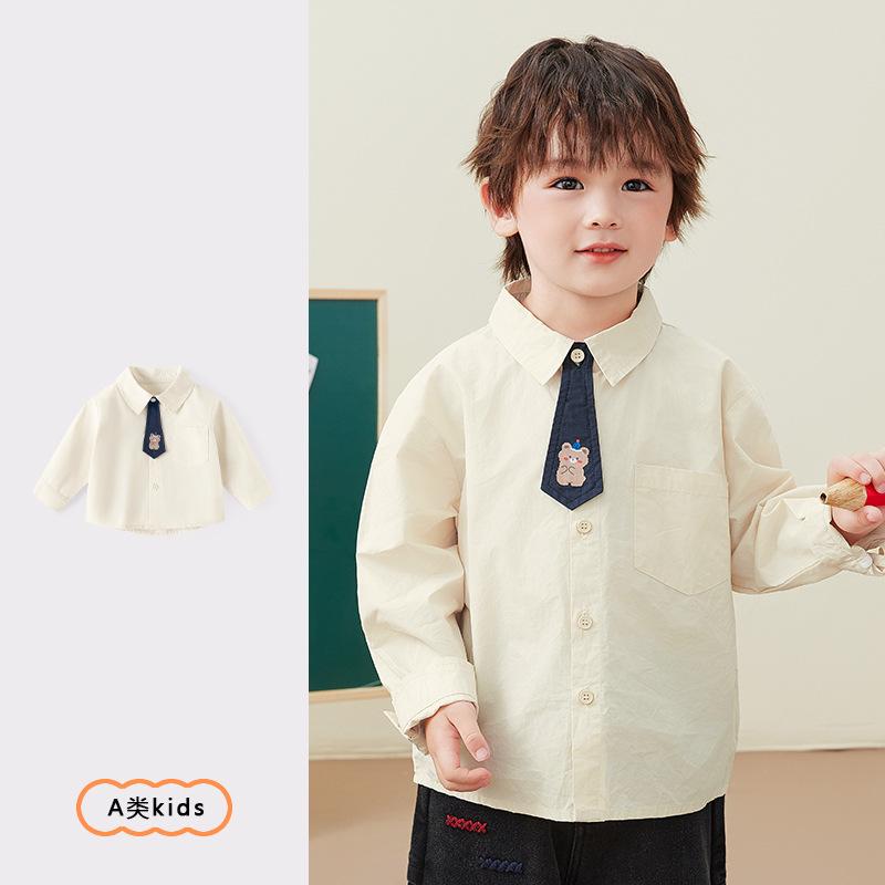 シャツ キッズ 男の子 フォーマル 長袖 トップス 取り外し可能 領 襟 タイ付き スクールシャツ 子供服 制服 入園式 卒園式 発表会 結婚式 秋冬・適用性別: 男女兼用・対象年齢: 中小児童(3～8歳, 100～140cm)・実写画像:...