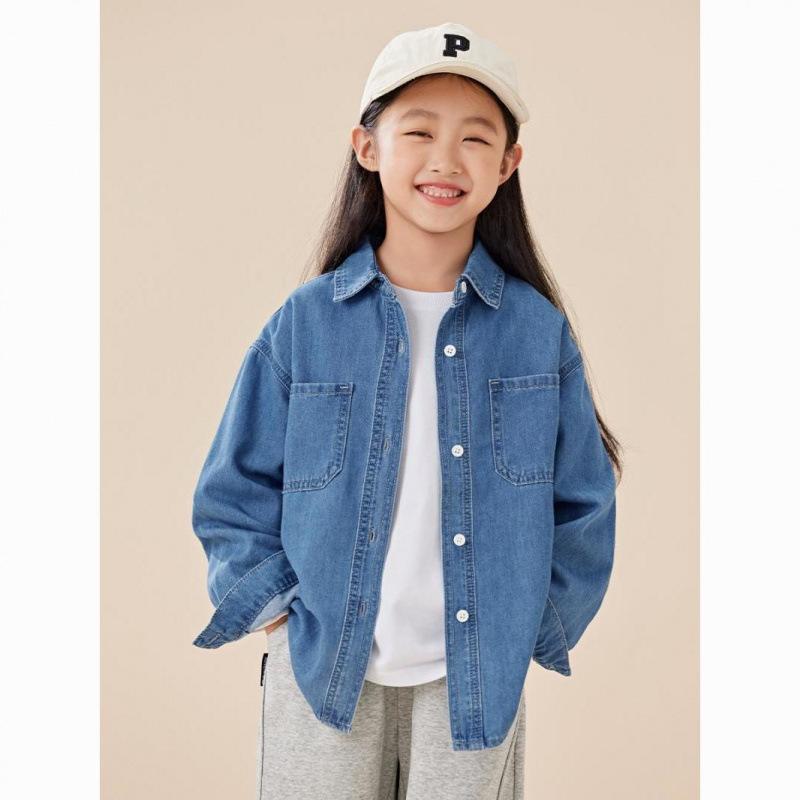 シャツ キッズ 子供服 デニムシャツ 長袖 トップス 春秋 カジュアル 韓国 ゆったり 羽織り アウター