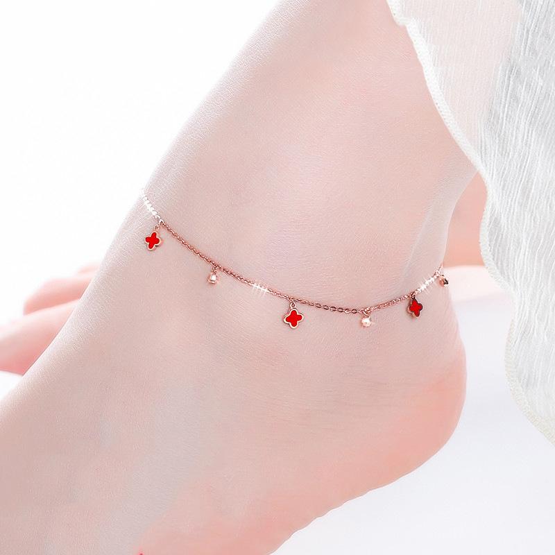 アンクレット レディース 彩色 ジルコニア クローバー かわいい おしゃれ アクセサリー プレゼント ギフト 贈り物・種類: 脚链・スタイル: 女式・造型: その他・素材: 銅・カラー: 四叶草脚链-彩色, 四叶草脚链-红色・製品カテゴリ: 脚饰