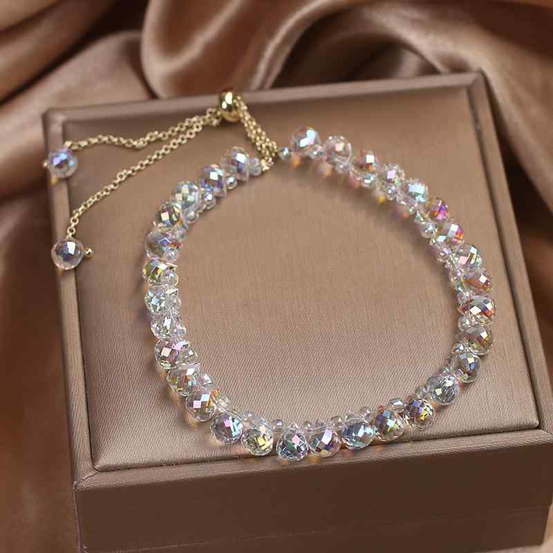 アンクレット レディース 透明水晶 キラキラ 輝く インフルエンサー デザイン 足首チェーン 親友 ギフト・素材: その他・種類: 脚環・スタイル: 女式・造型: その他・適用送礼场合: 婚庆・镶嵌材质: その他・カラー: ホワイト（グラデ...