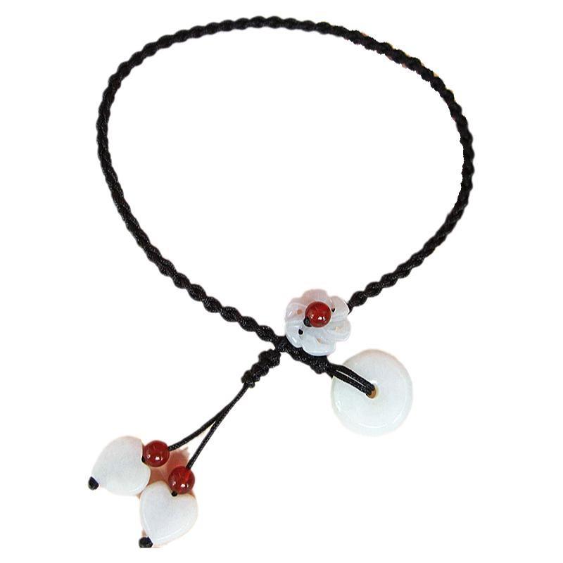 アンクレット レディース 男性用 好運 ラッキーアイテム 桃木 調節可能 細編み シンプル 新潮